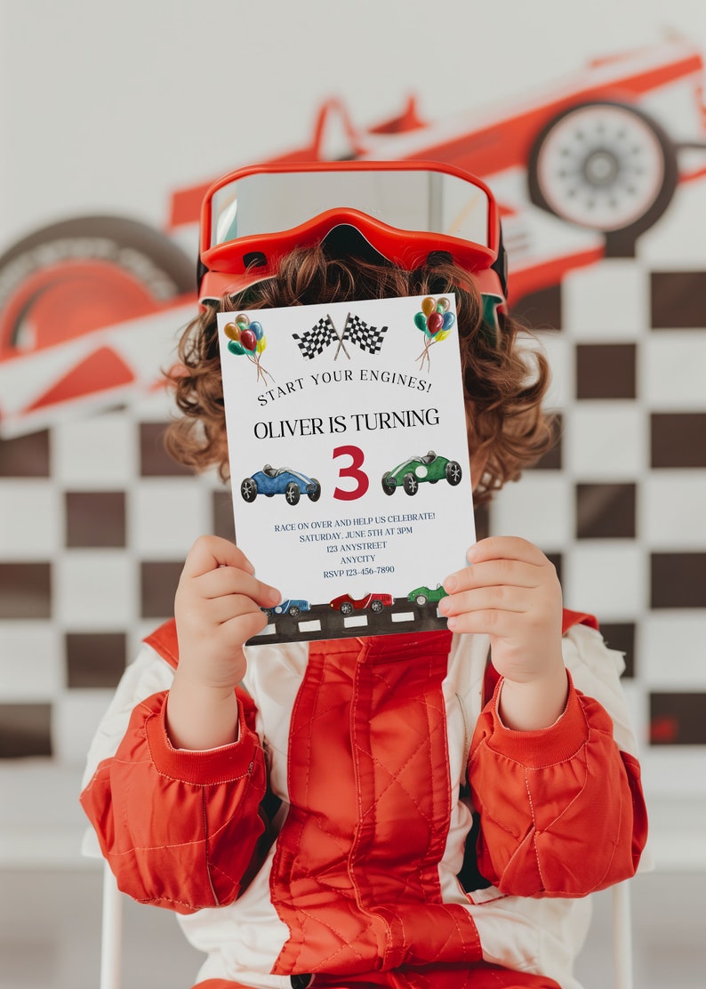 Editable Race Car Invitation Template With Matching Evite Boy's ...