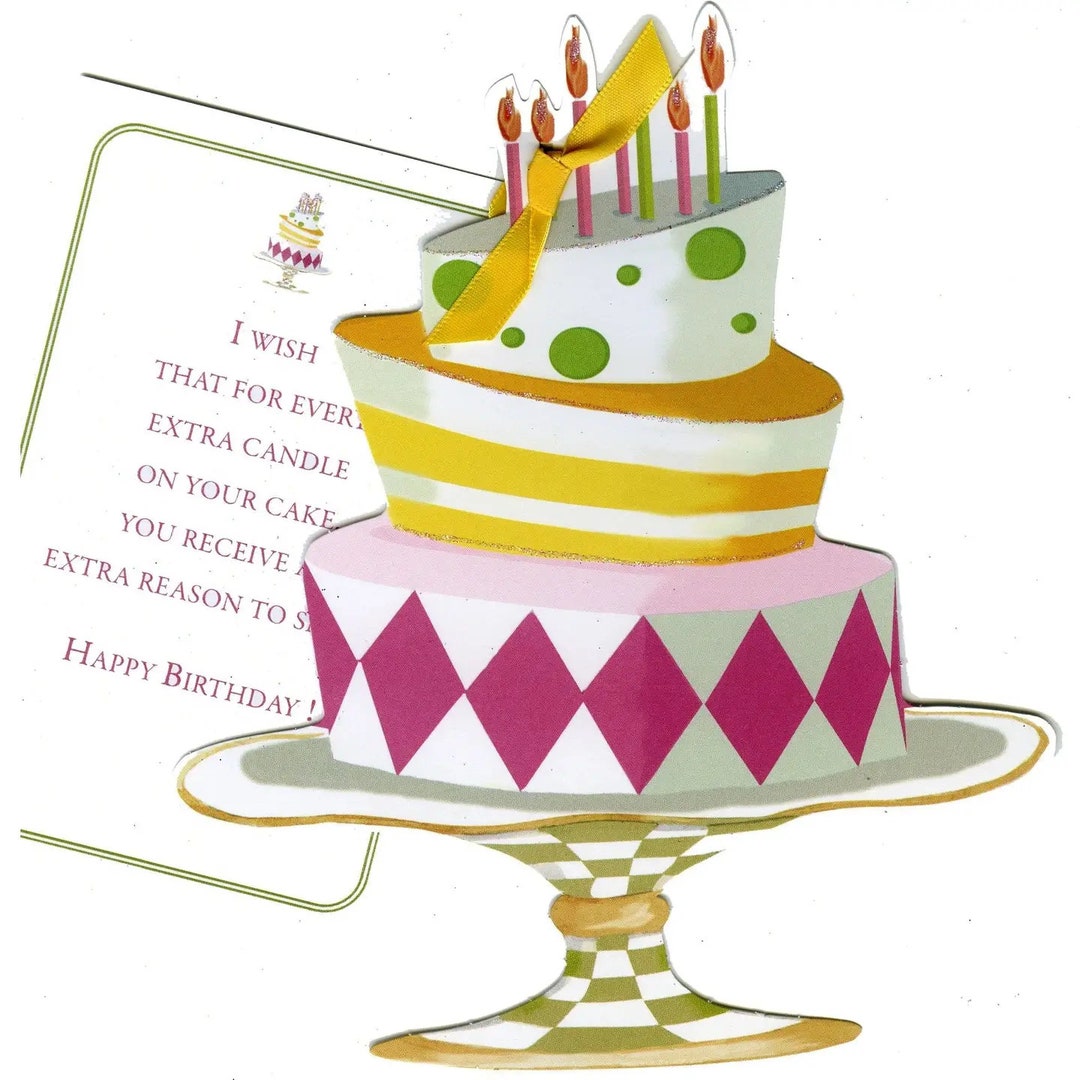 Happy Birthday Cake Greeting Card - Etsy