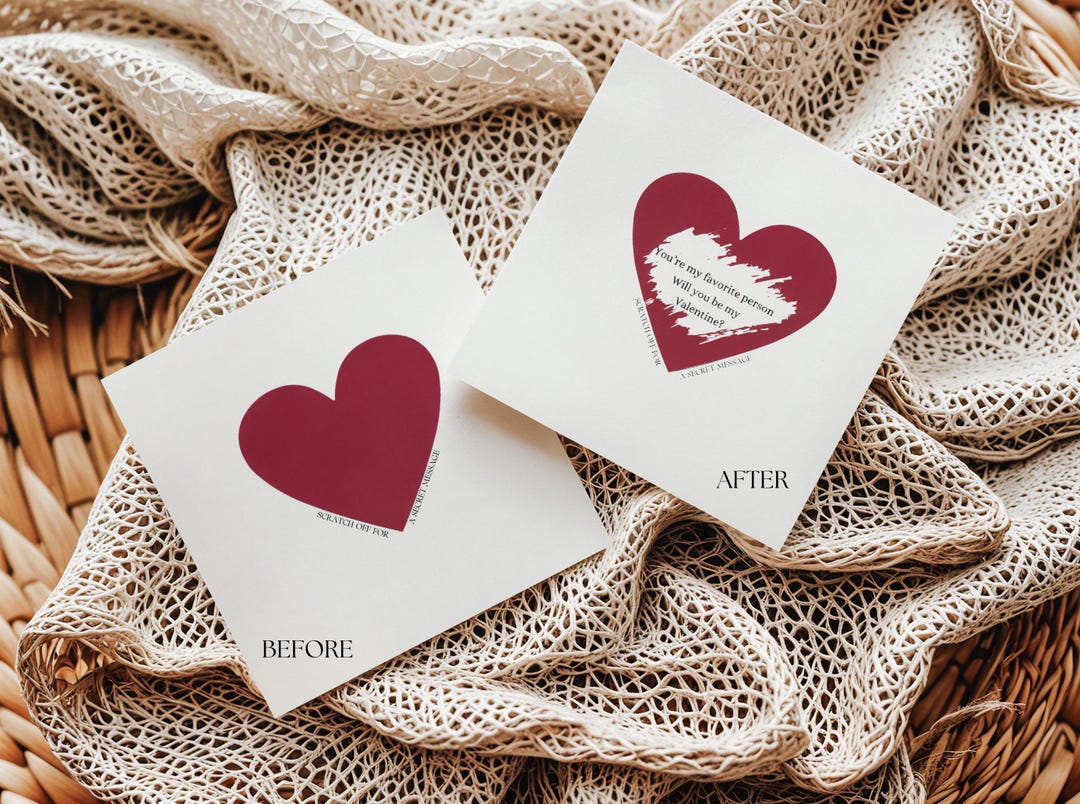 Personalized Scratch off Heart Card With Hidden Message | Valentine's ...