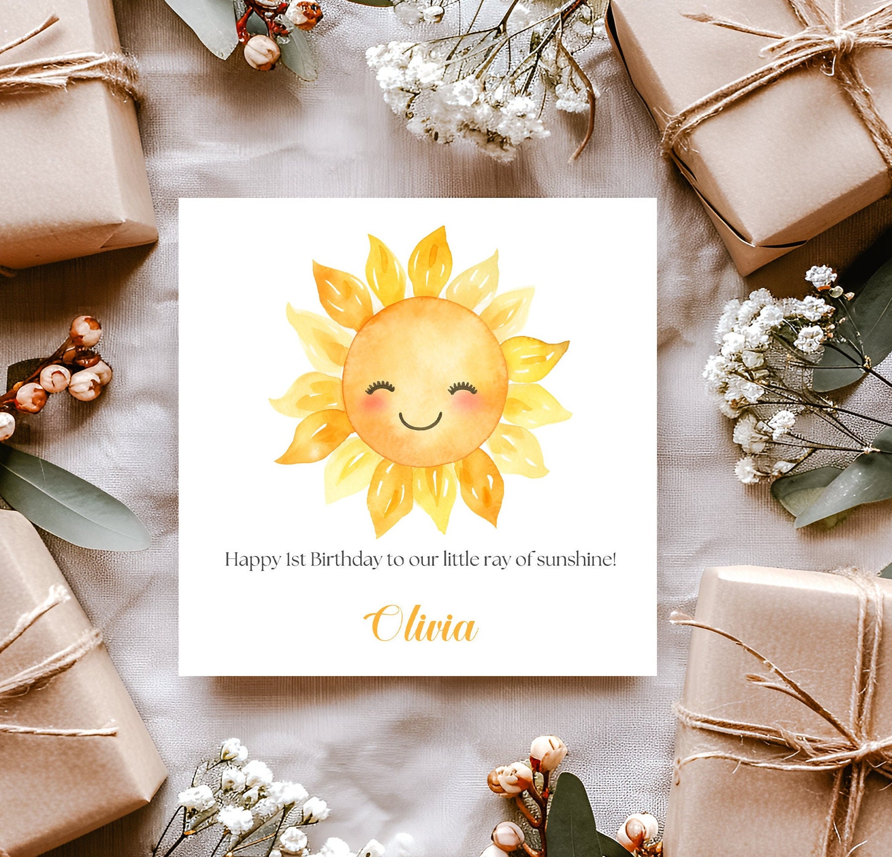 Personalized Sun Birthday Card Custom Name & Age Daughter Card Son Card ...
