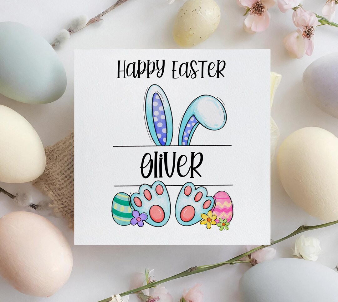 Personalized Easter Bunny Name Card, Easter Birthday Card for Boys - Etsy