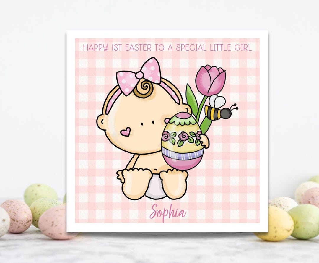 Personalized 1st Easter Card for Girl | Easter Birthday - Etsy