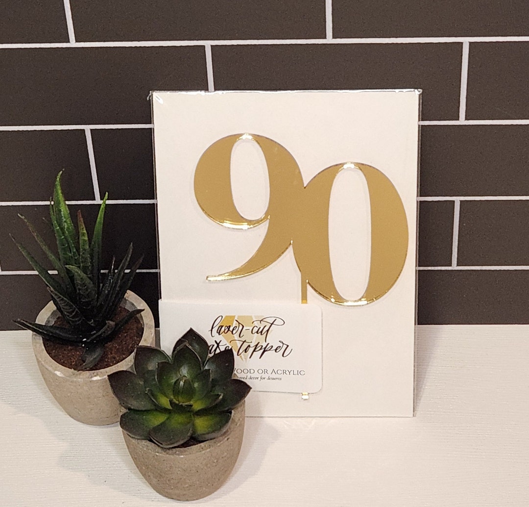 Laser Cut Gold 90th Birthday Cake Topper - Etsy