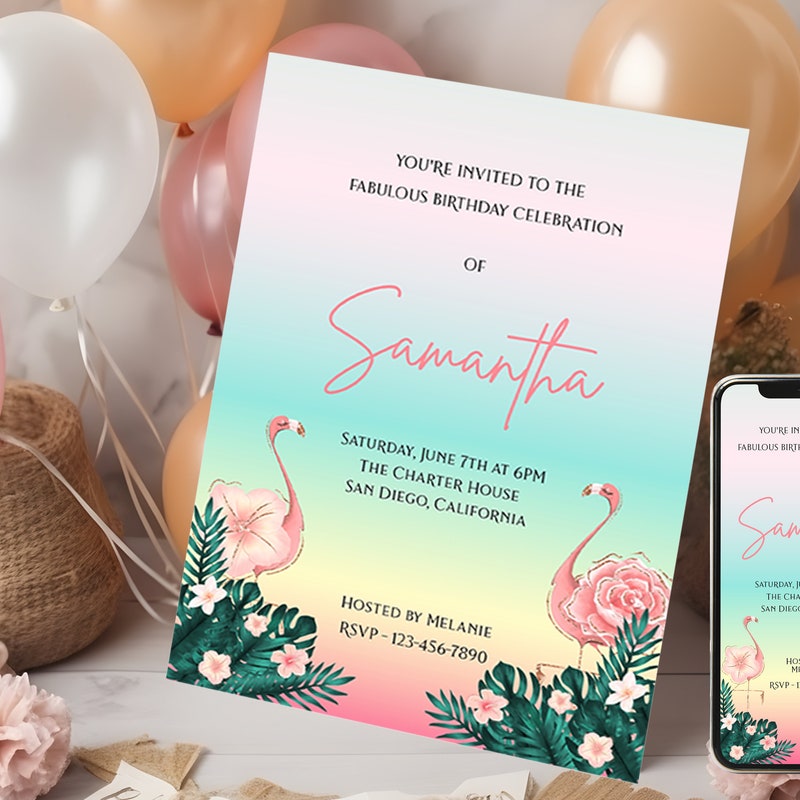 Flamingo Invites - Etsy
