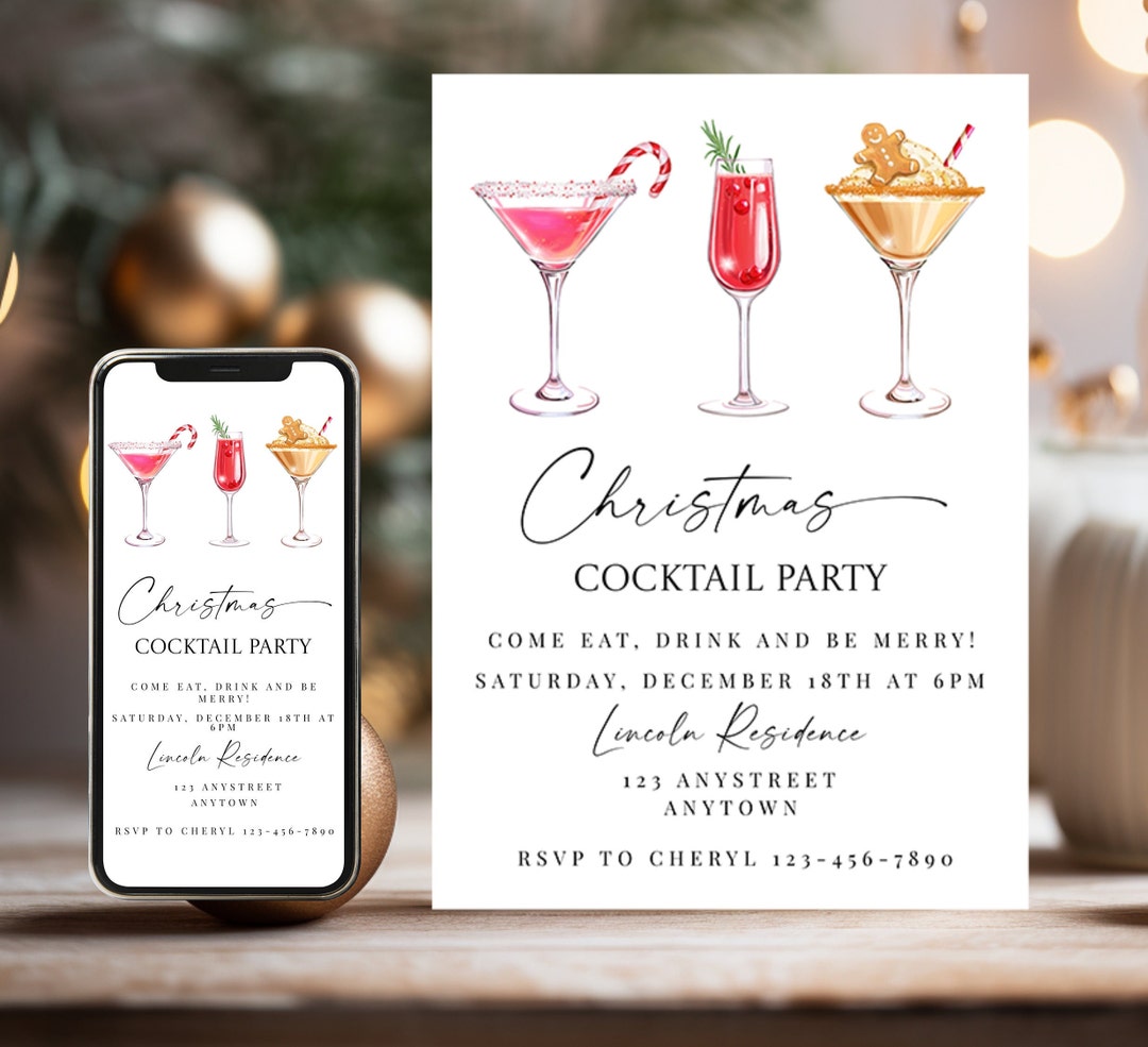 Editable Christmas/holiday Cocktail Party Invitation Template - Etsy