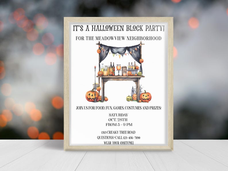 Editable Halloween Block Party Flyer, 8.5 X 11 - Etsy