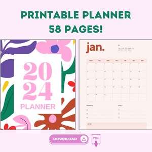 Digital Planner and Printable Digital Planner 2024, Flower Planner - Etsy