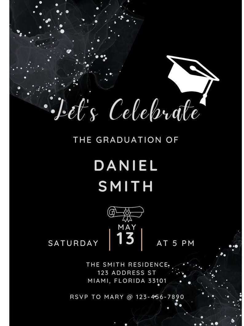 Elegant Graduation Card | Downloaded Graduation Invitation | Editable ...