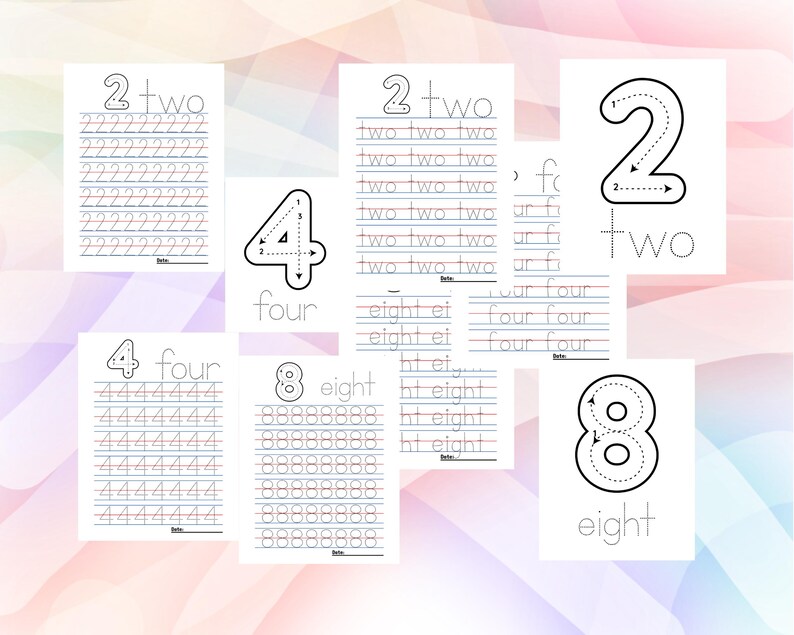 Zero to Nine Number Tracing Worksheets Downloadable, Traceable Numbers ...