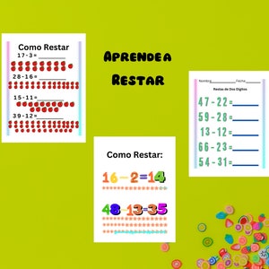 Spanish Math Worksheets: Two-digit Addition & Subtraction Kid Workbook ...