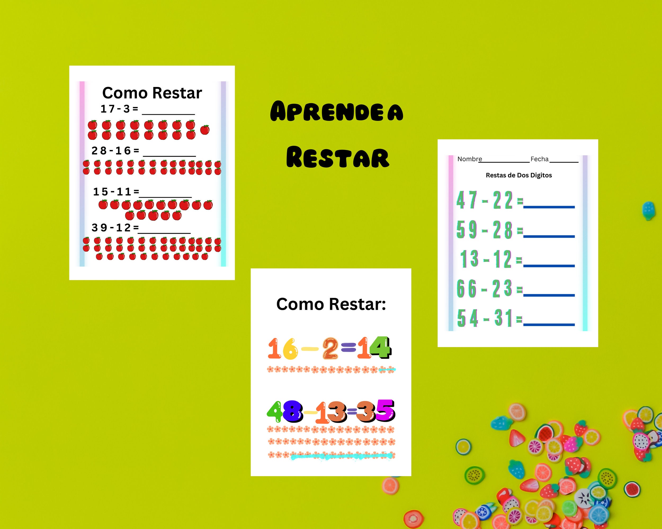 Spanish Math Worksheets: Two-digit Addition & Subtraction Kid Workbook ...