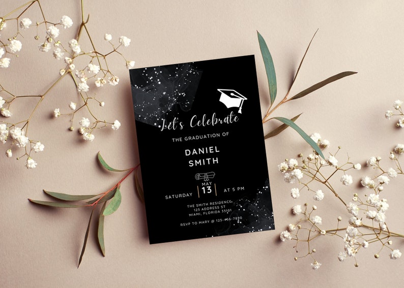Elegant Graduation Card | Downloaded Graduation Invitation | Editable ...