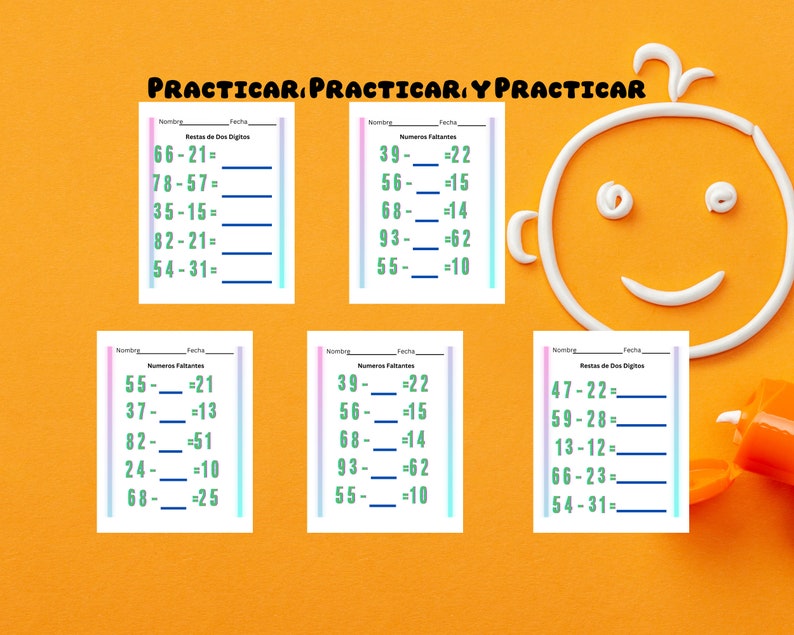 Spanish Math Worksheets: Two-digit Addition & Subtraction (PDF) - Etsy