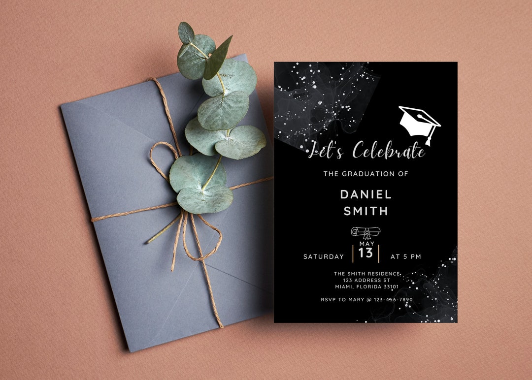 Elegant Graduation Card | Downloaded Graduation Invitation | Editable ...