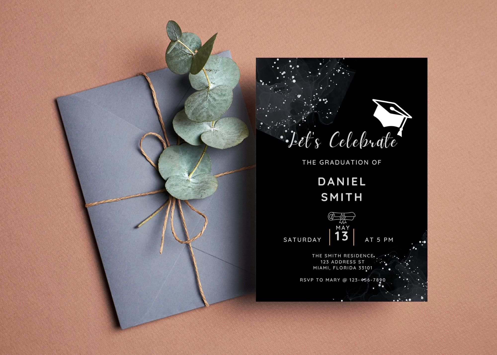 Elegant Graduation Card | Downloaded Graduation Invitation | Editable ...