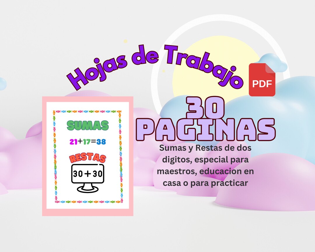 Sumas Y Restas Dos Digitos Hojas Imprimibles Para Ninos Espanol Math ...
