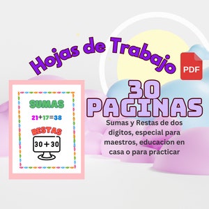 Spanish Math Worksheets: Two-digit Addition & Subtraction Kid Workbook ...