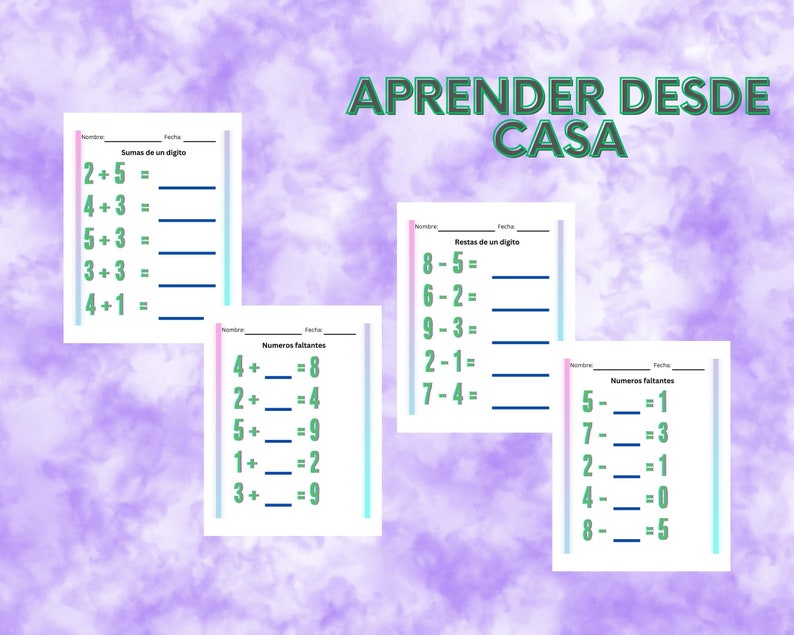 Sumas Y Restas De Un Digito Hojas Imprimibles Para Ninos Espanol Math ...