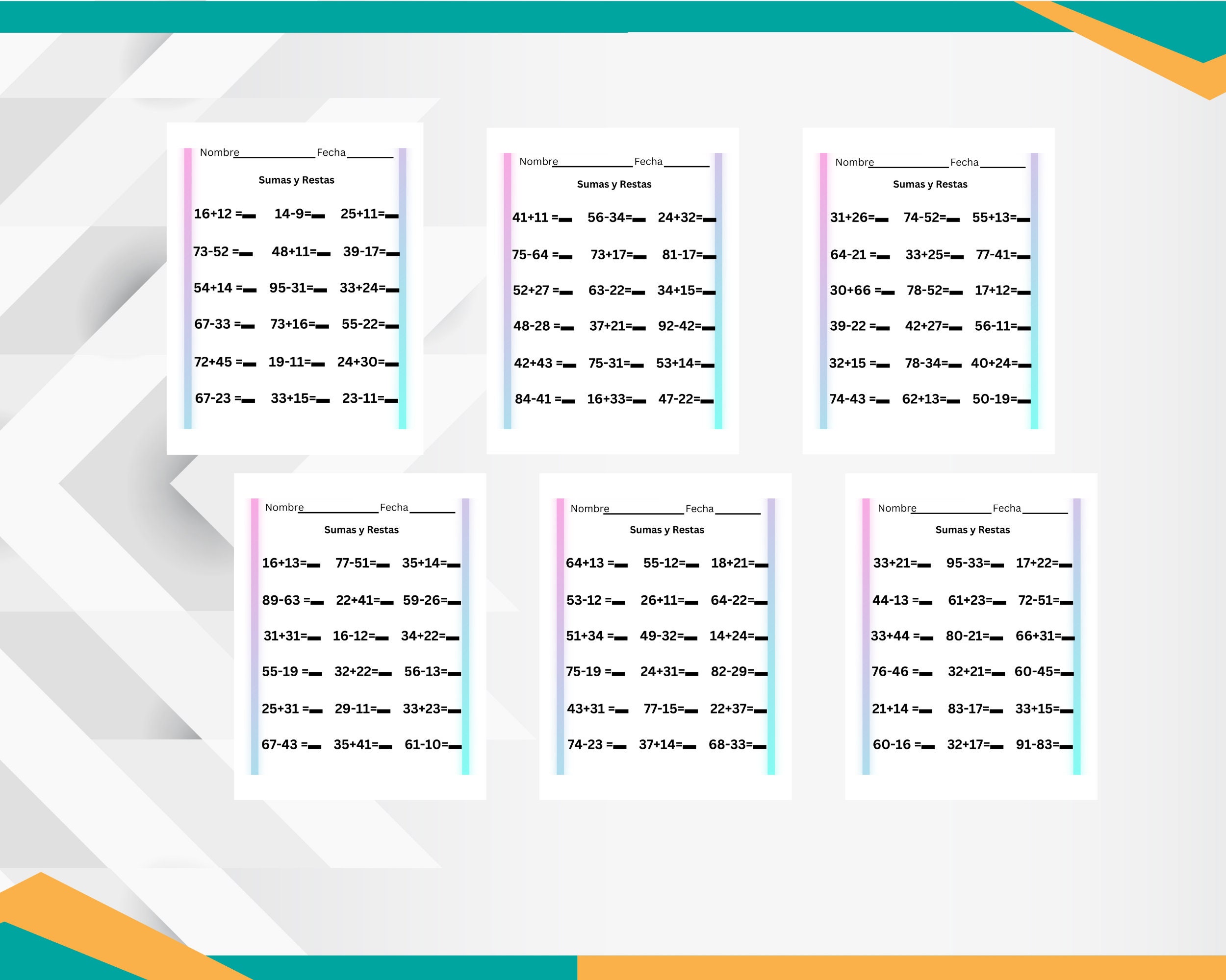 Spanish Math Worksheets: Two-digit Addition & Subtraction Kid Workbook ...