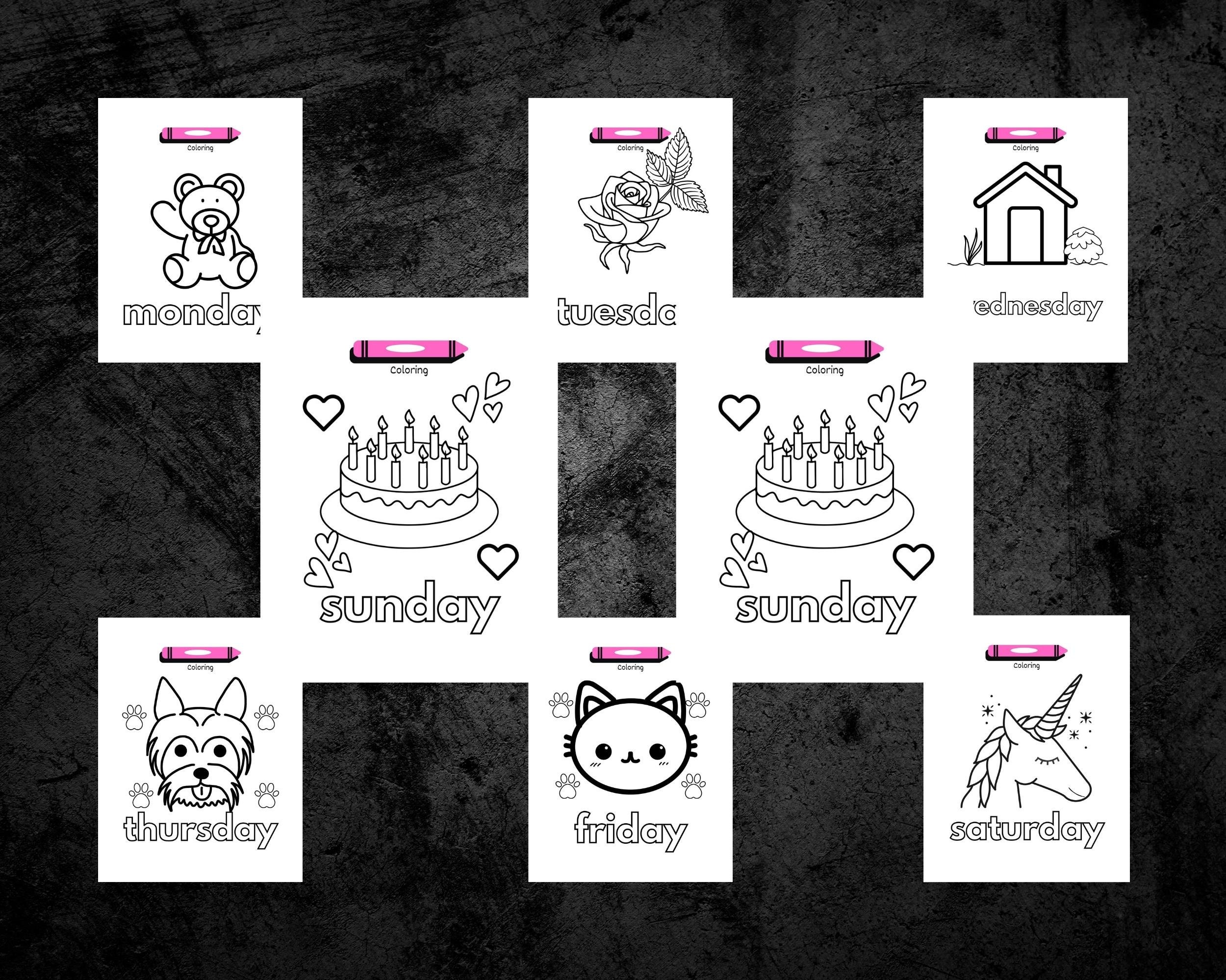 Days of the Week Printable Worksheets Preschool Homeschooling - Etsy