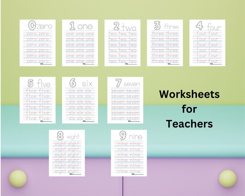 Zero to Nine Number Tracing Worksheets Downloadable, Traceable Numbers ...
