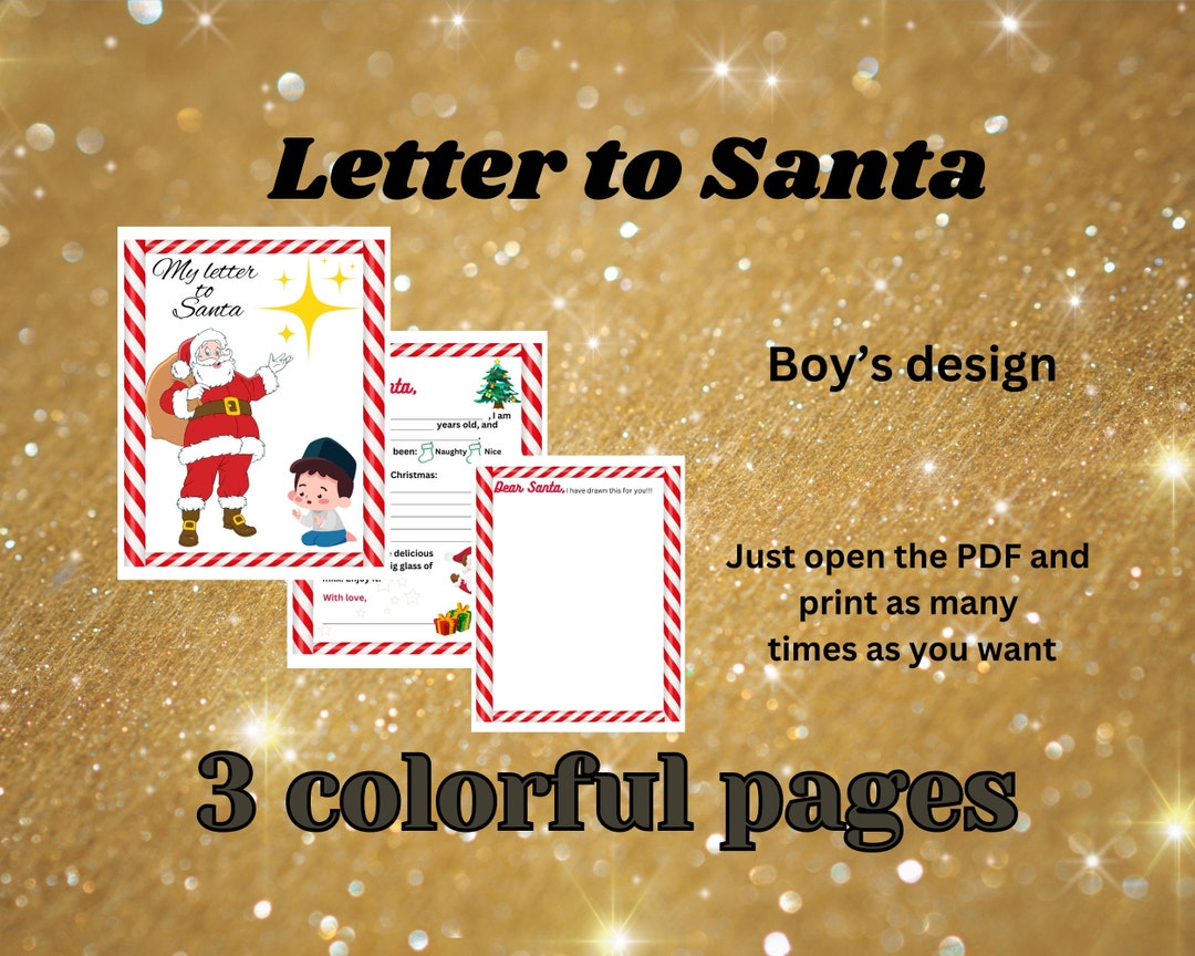 Santa Wish List Letter Santa Colorful Letter Christmas Activities Boy's ...