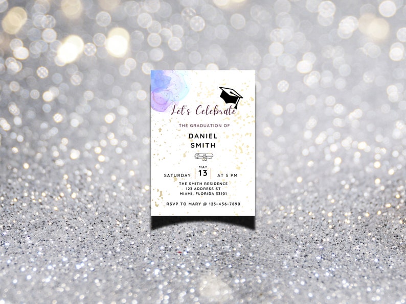 Elegant White Graduation Card Template: Editable in Canva (digital ...