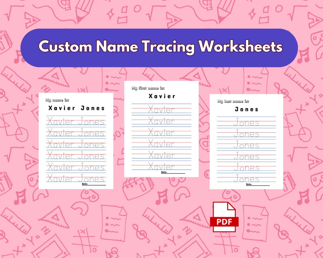 Custom Name Tracing Worksheet Practice Handwriting Printable Name ...