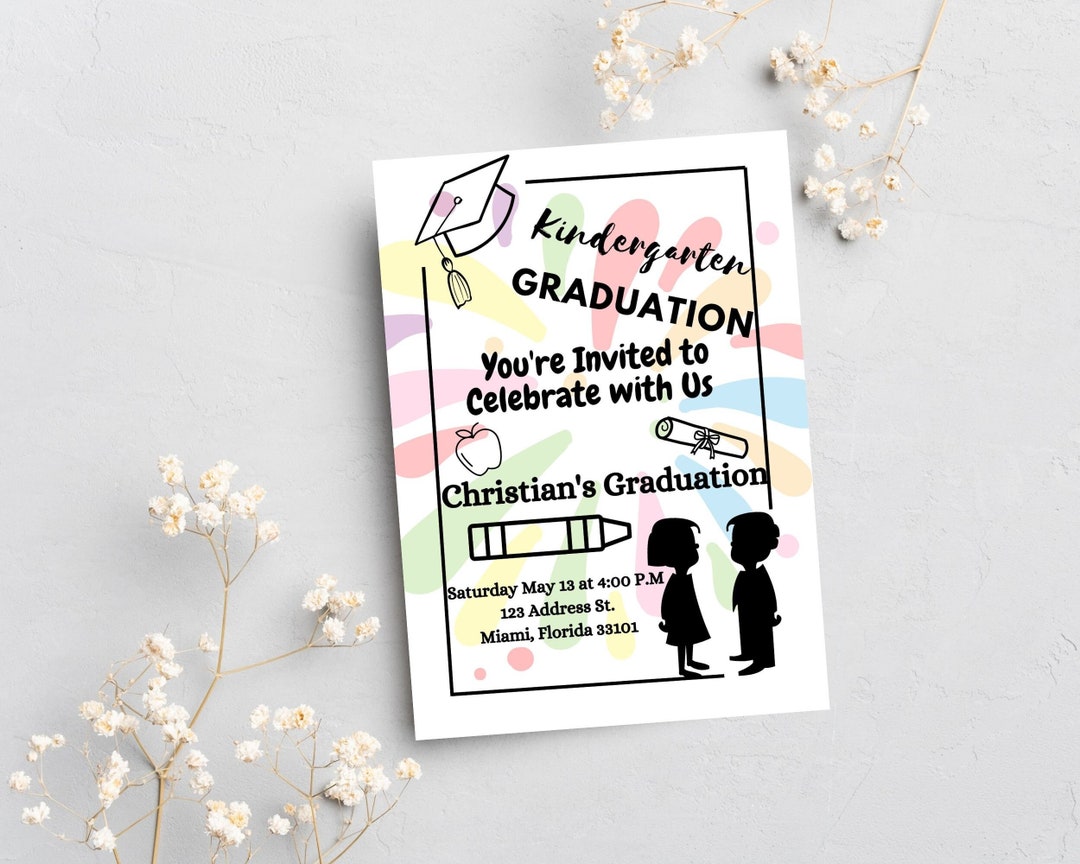 Kindergarten Graduation Invitation: Editable Template (digital Download ...
