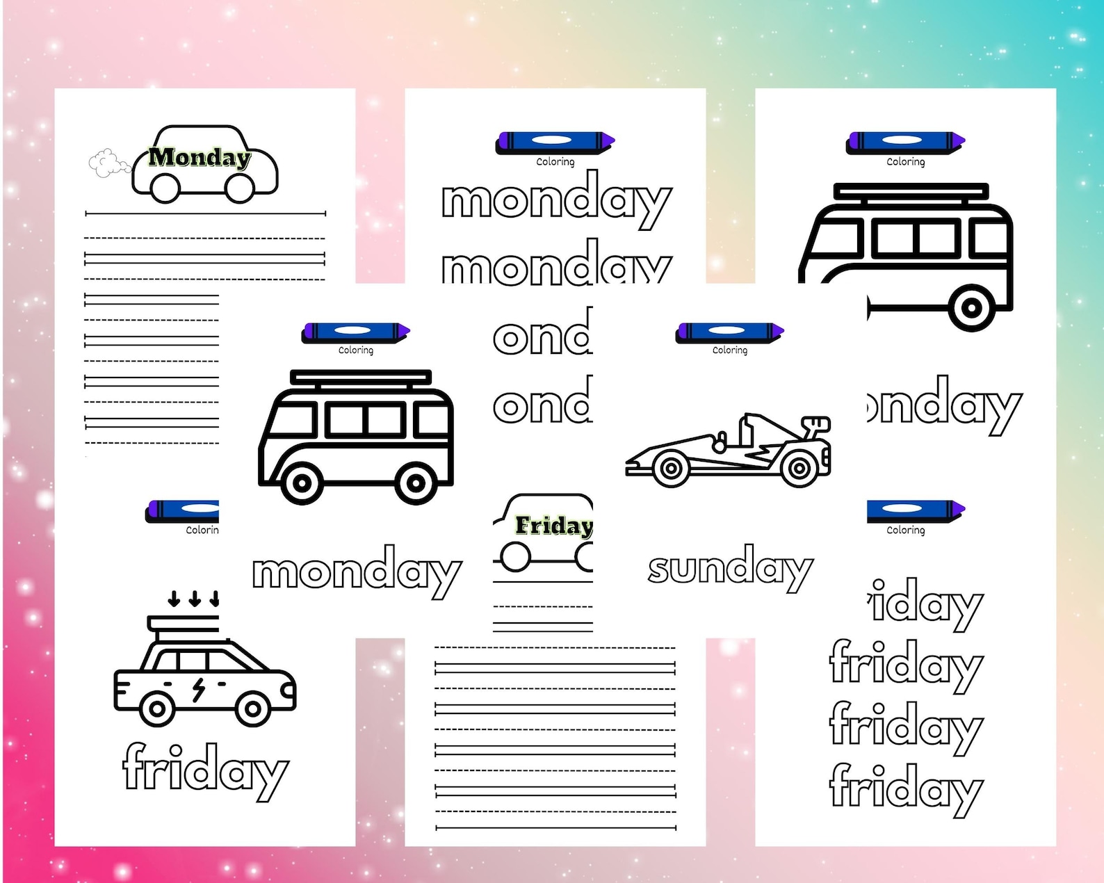 Boys Days of the Week Printable Worksheets Kid Workbook Pre-k Coloring ...