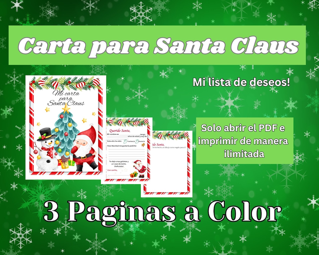 Carta Para Santa Lista De Deseos Navidad Carta Para Santa Claus ...