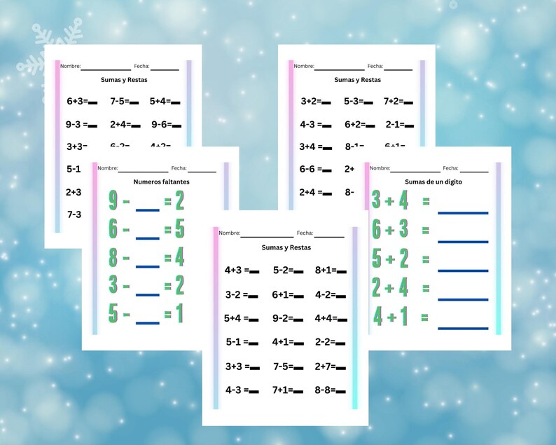 Spanish Math Worksheets: Addition & Subtraction, Single Digit (PDF ...