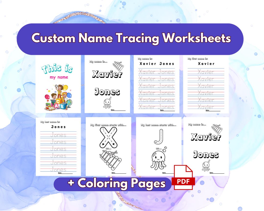 Custom Name Tracing Worksheet Practice Handwriting Printable Name ...