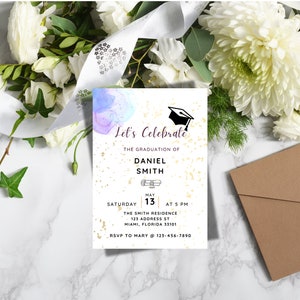 Elegant White Graduation Card Template: Editable in Canva (digital ...
