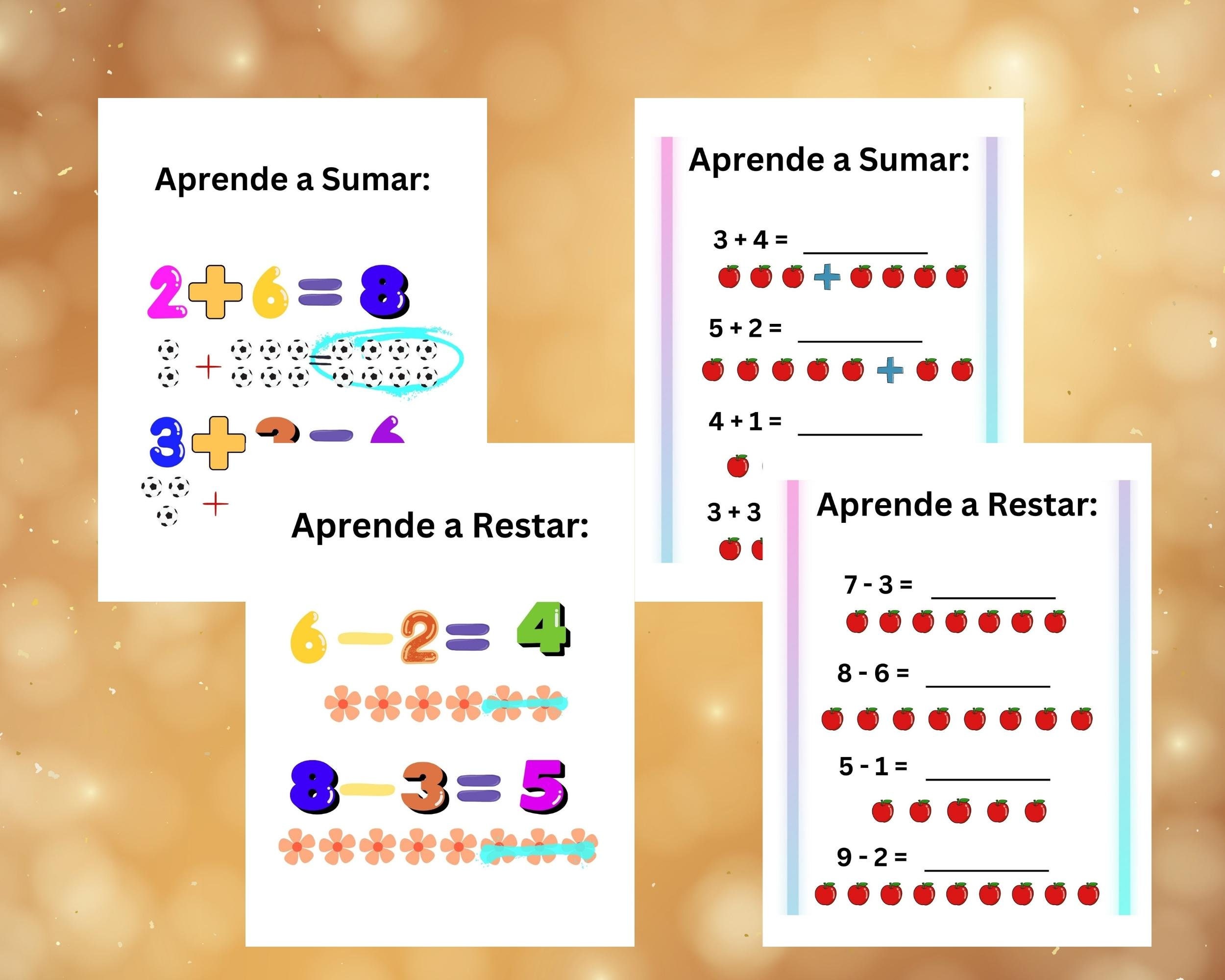 Sumas Y Restas De Un Digito Hojas Imprimibles Para Ninos Espanol Math ...