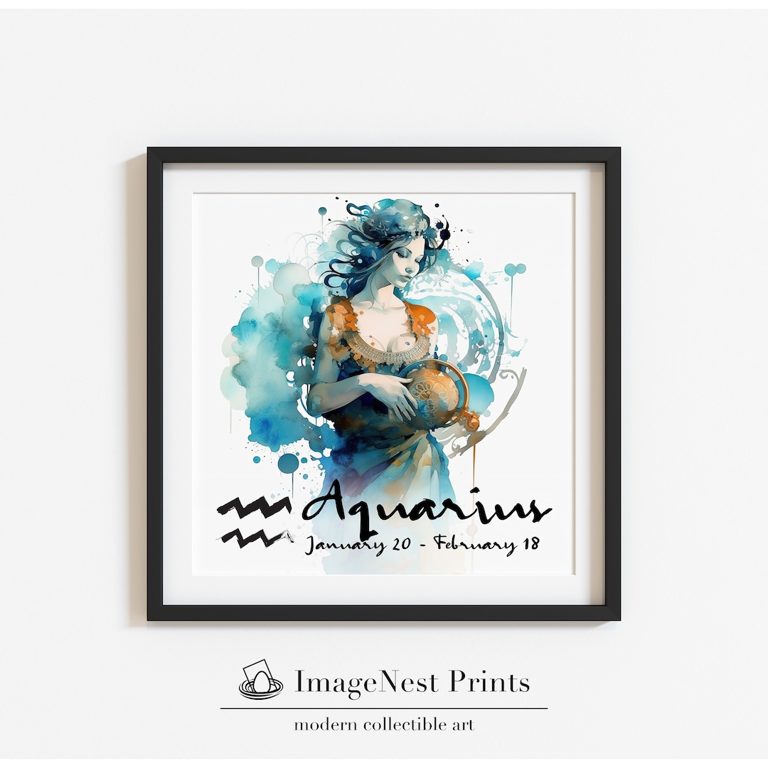 Aquarius water Bearer Zodiac Sign PRINTABLE Wall Art - Etsy