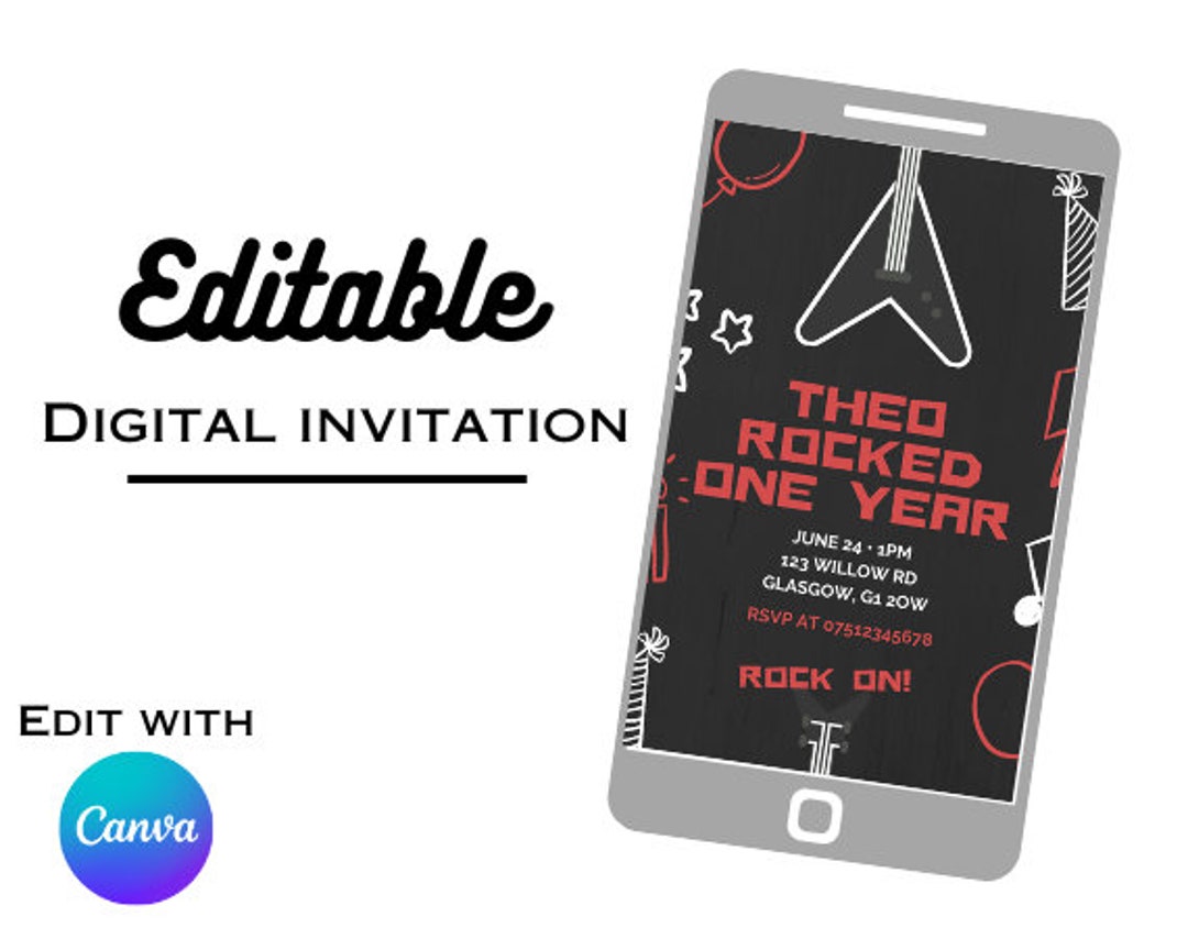 Rock and Roll Invitation, Rockstar Party Invite, Colorful Invite ...