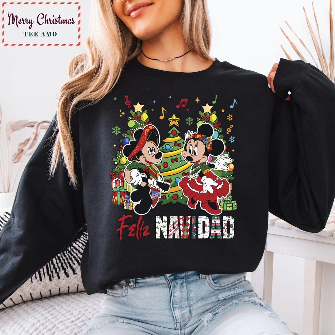 Feliz Navidad Disney Sweatshirt, Mickey Minnie Christmas Crewneck ...