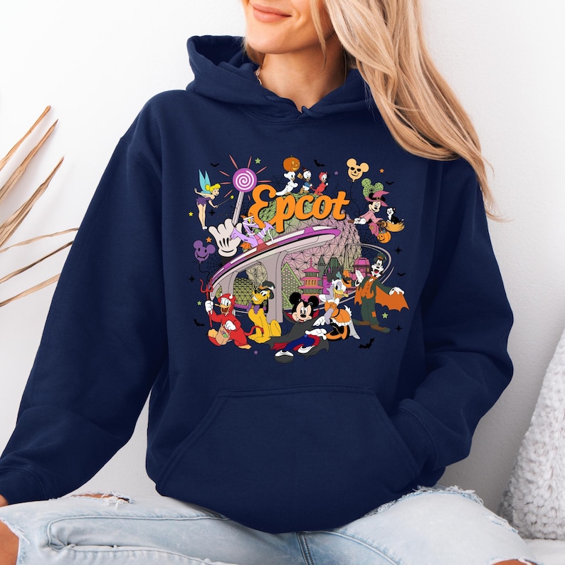Epcot Halloween Hoodie, Disney Characters Sweatshirt - Etsy