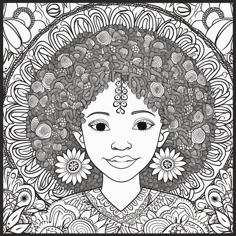 Empowering Coloring Pages for Young African American Girls - Diverse ...