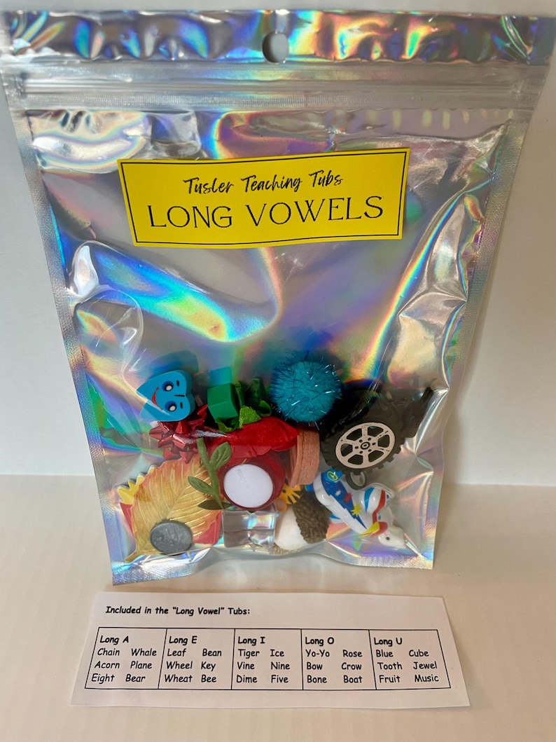 Long Vowel Letter Tubs With Mini Objects - 6 Objects per Vowel, Yellow ...