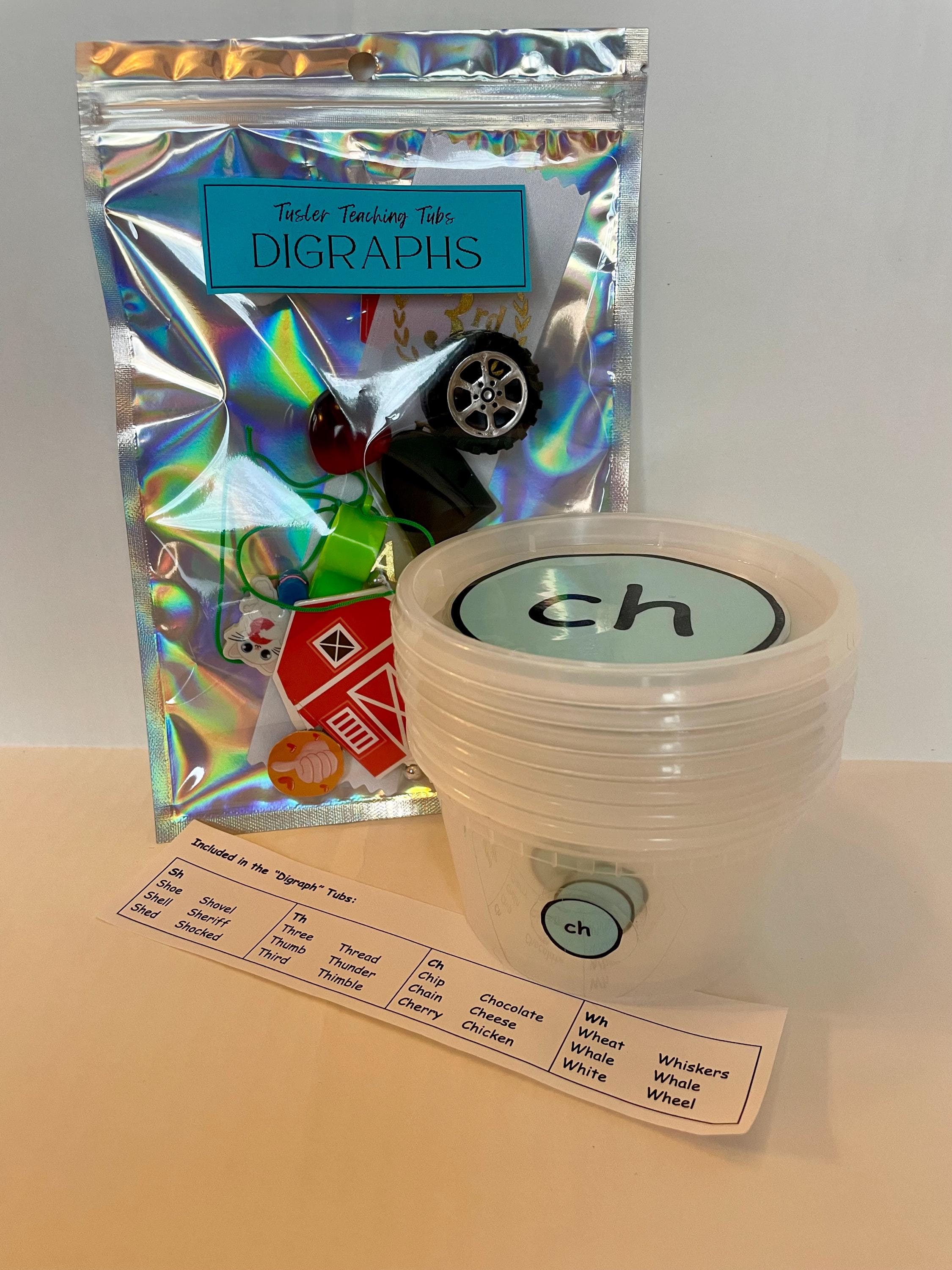 Digraph Letter Tubs With Mini Objects - 6 Objects per Digraph, Four ...