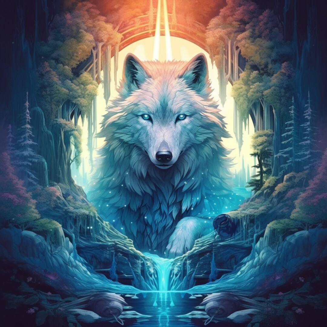 Enchanted Fantasy Wolf, Digital Art Print, AI Art, Wall Art, Digital ...