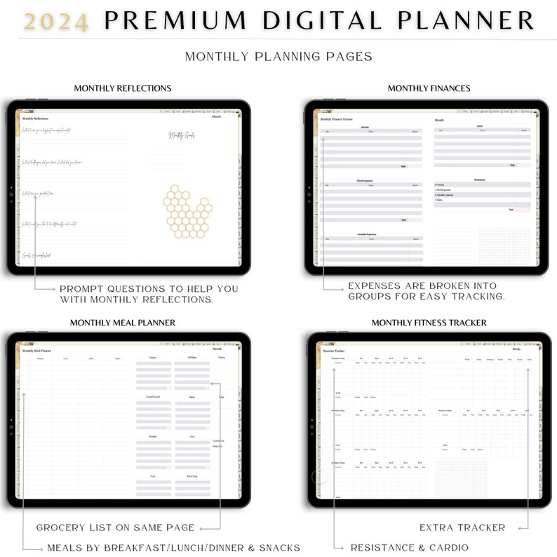 2024 Digital Planner | 25 Trackers | 500 PNG Stickers | 100 Covers ...
