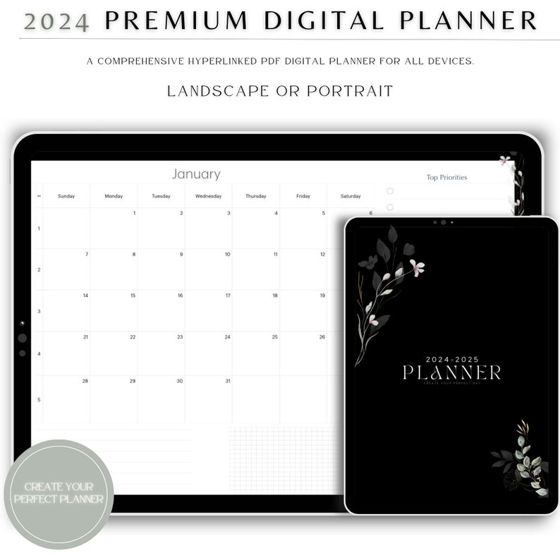 2024 Digital Planner | Planner Only | Sunday Start | Weekly and Monthly ...