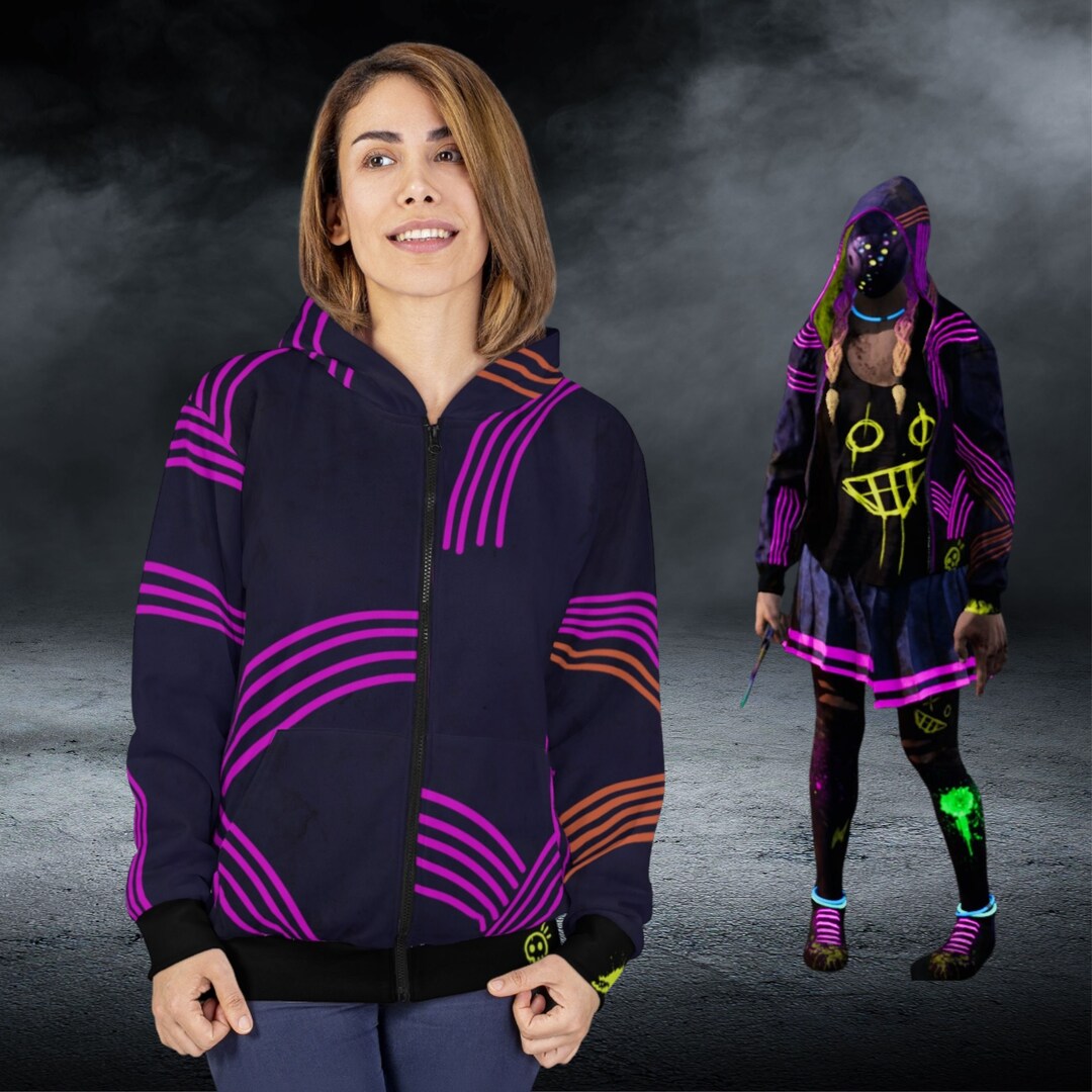 Neon Nights Hoodie With Zipper (compatible With Angsty Artist Legion ...
