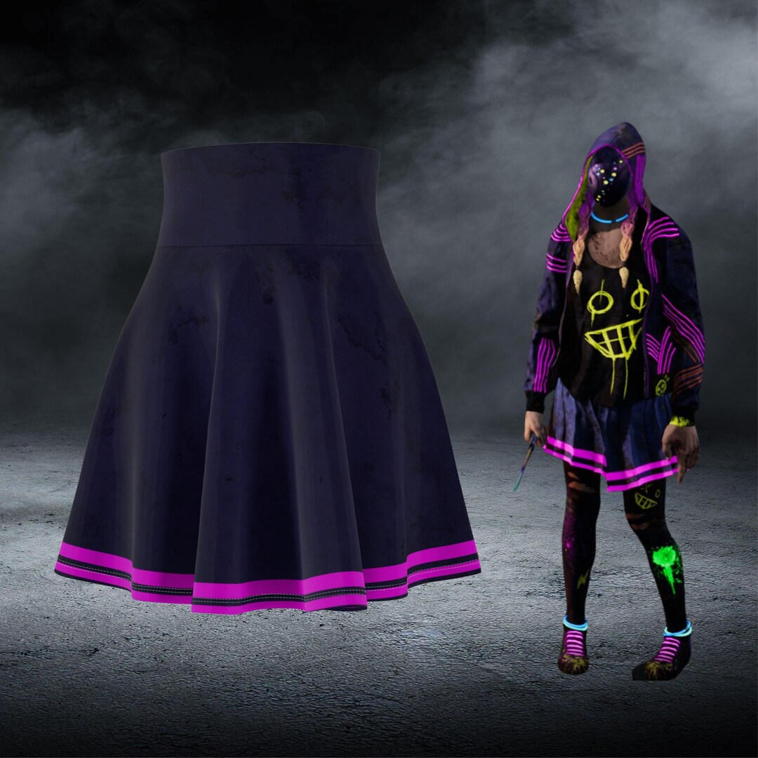 Horror Skirt - Creepy Smile Neon Nights (compatible With Angsty Artist Legion Susie) - Dead by ...