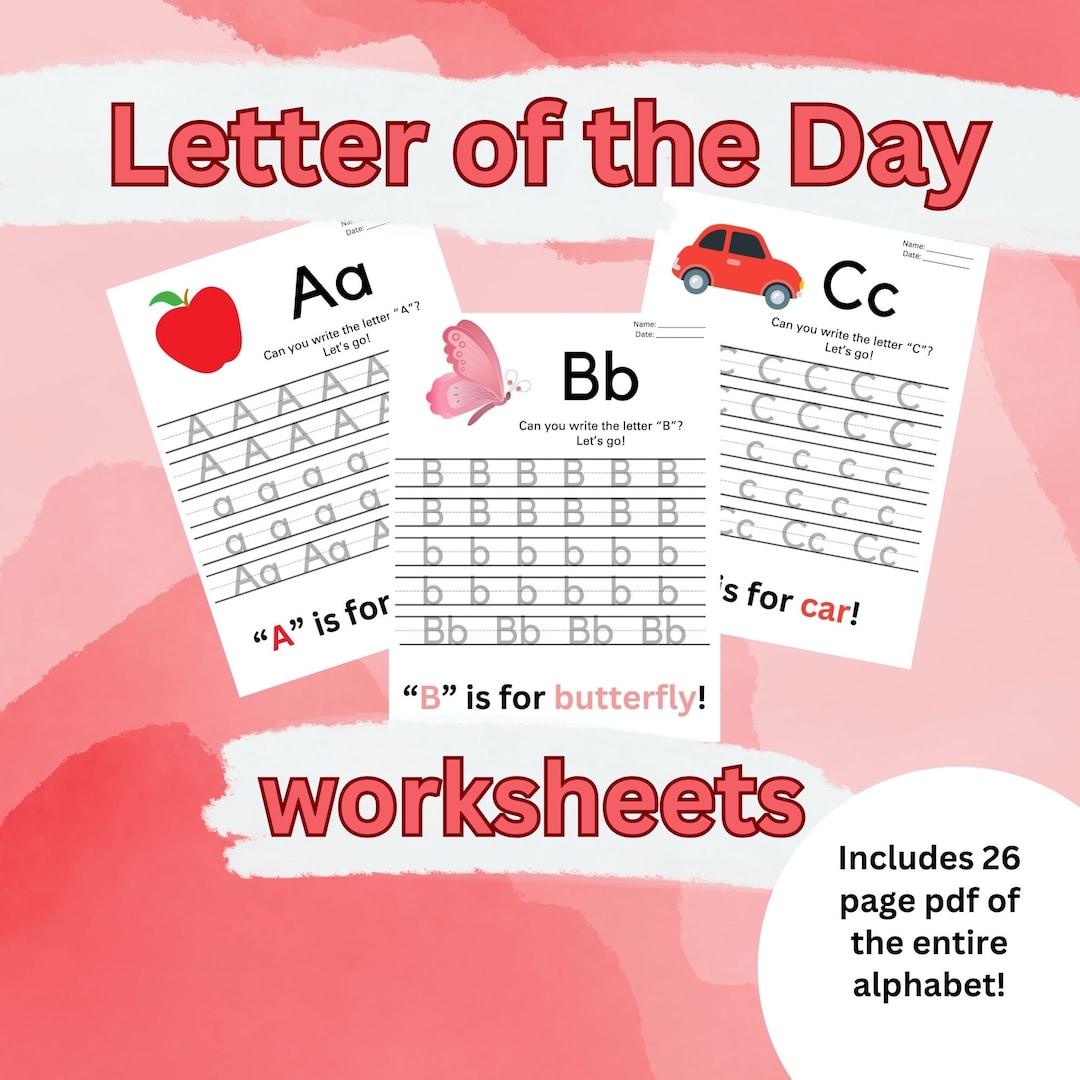 26 Alphabet Handwriting Worksheets for Kids, Letter of the Day Teacher ...