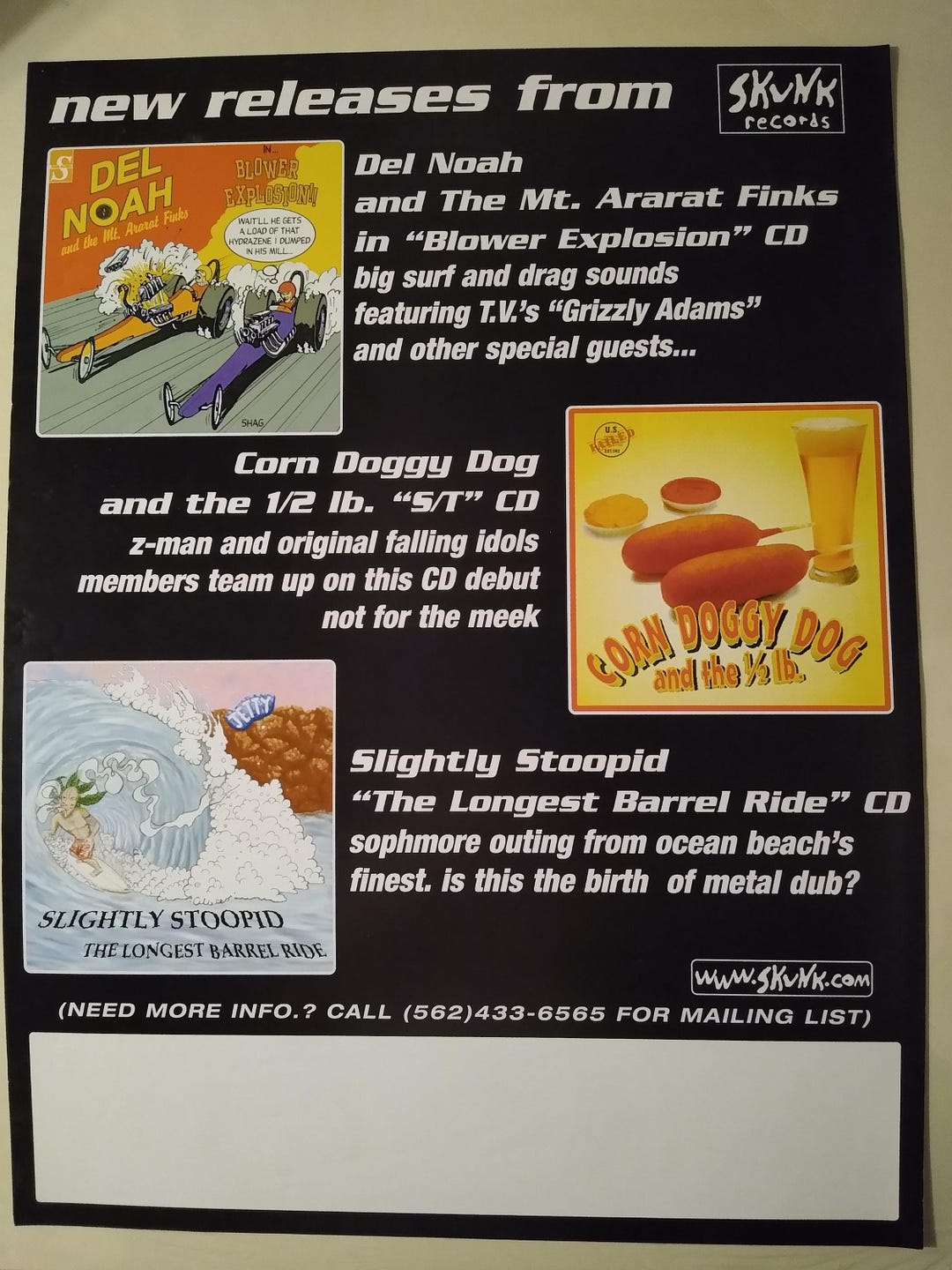 SLIGHTLY STOOPID Vintage Poster Rare Longest Barrel Ride 1998 CD Skunk ...