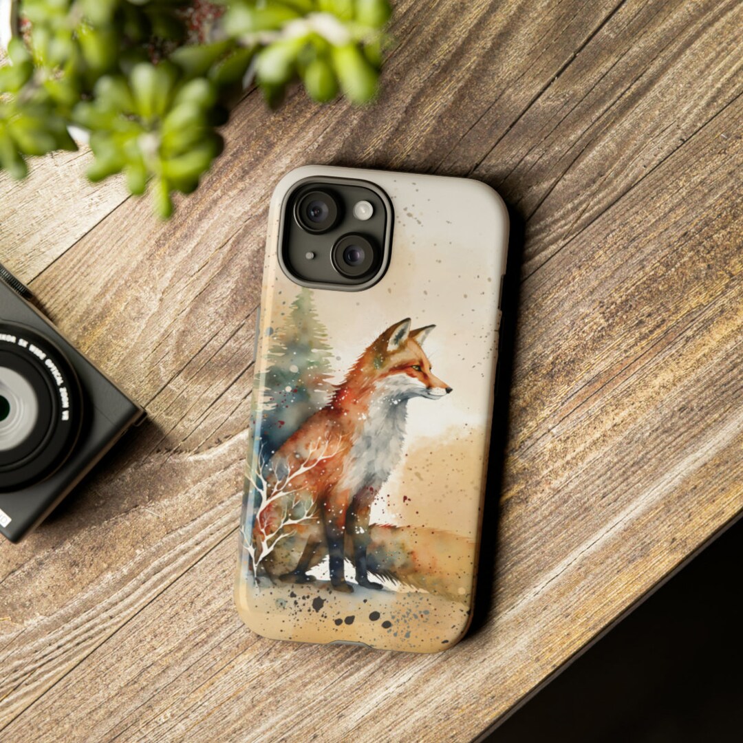 Wintery Watercolor Fox Phone Case for Iphone, Galaxy, and Pixel, Tough ...